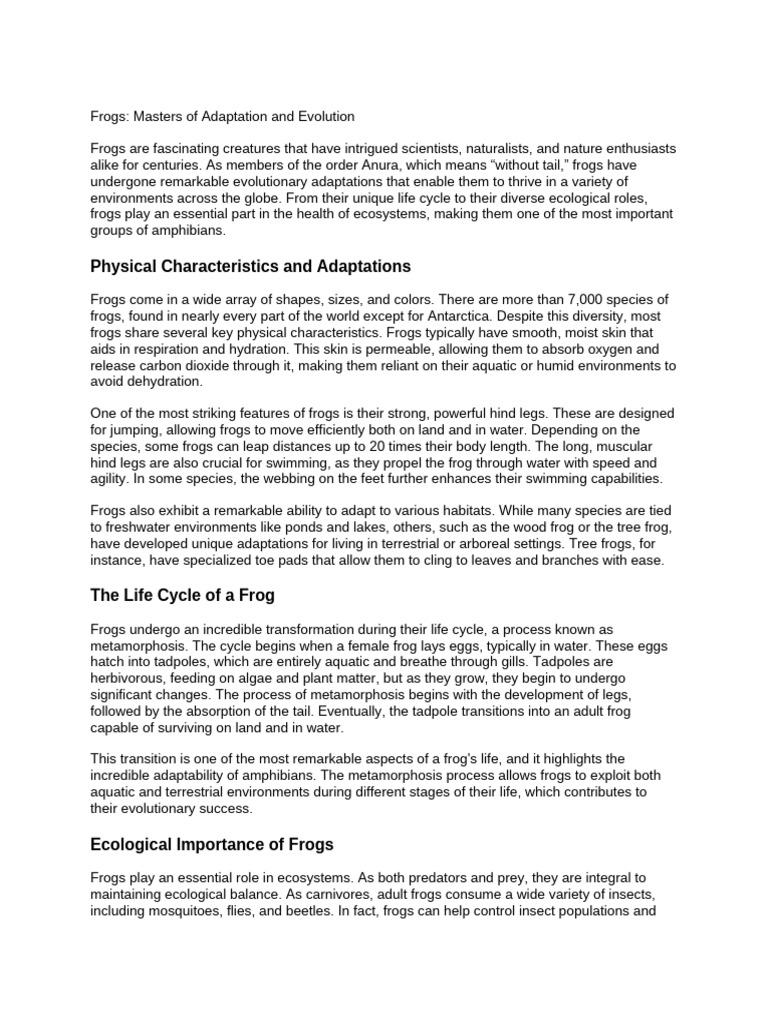 Frogs_ Masters of Adaptation and Evolution | PDF | Frog | Conservation ...