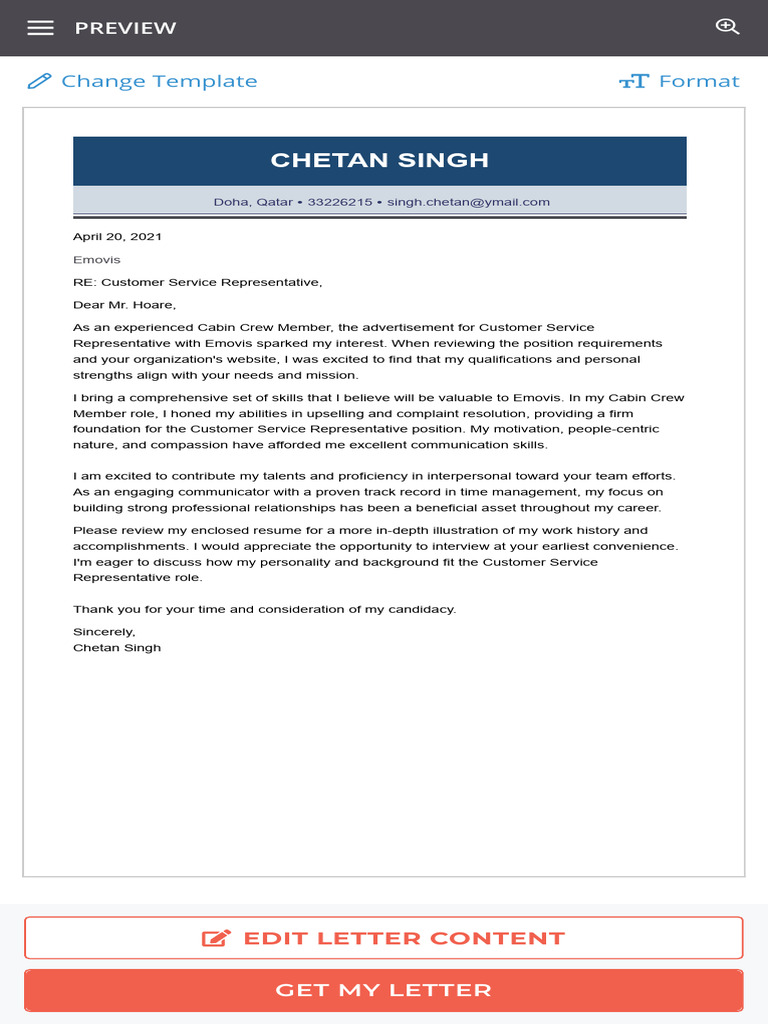 Cover Letter - Livecareer | PDF