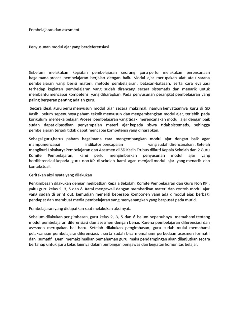 Pembelajaran Dan Asesment | PDF