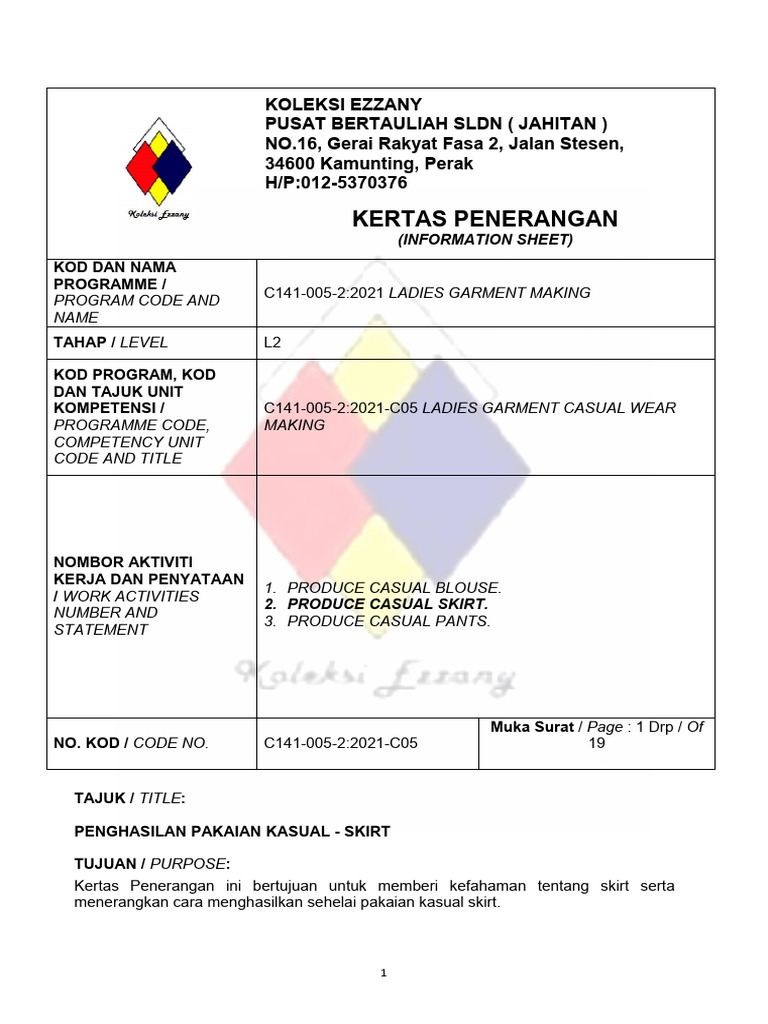 K.P c05 Skirt Casual - Sya | PDF