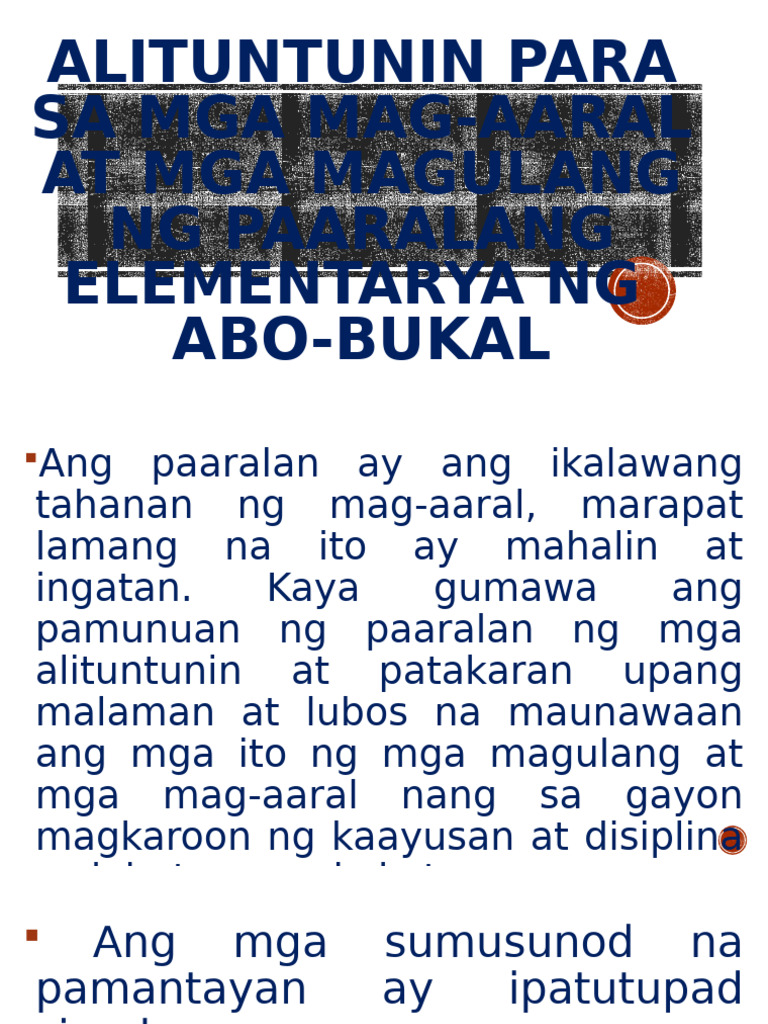 Alituntunin para Sa Mga Mag Aaral at Mga Magulang | PDF