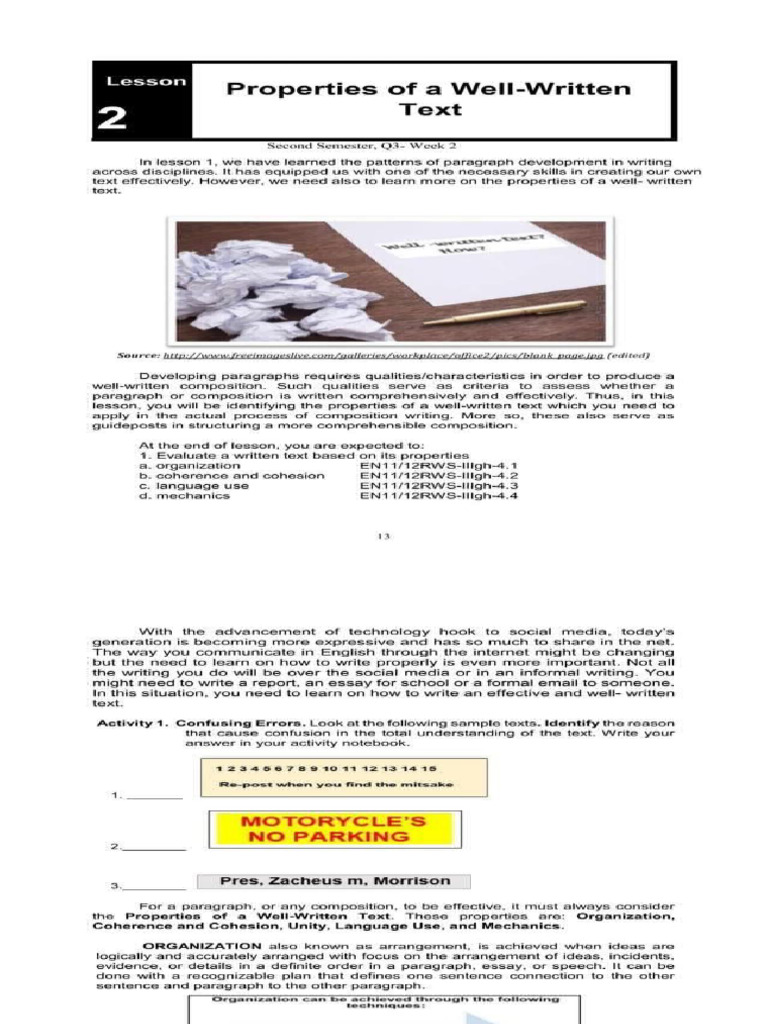 Properties of A Well-Written Text | PDF