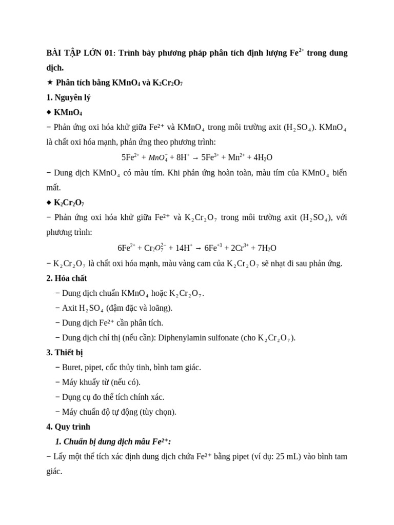 Phân Tích Fe2+ | PDF
