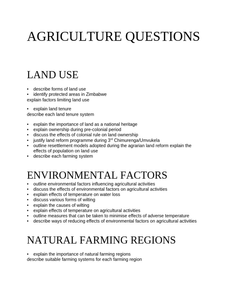Agriculture Questions and Concepts | PDF | Soil | Fertilizer