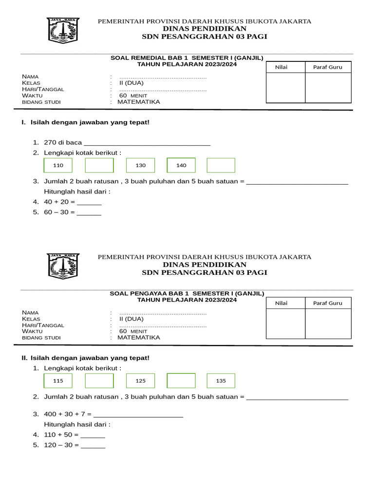SOAL REMED DAN PENGAYAAN BAB 1 | PDF