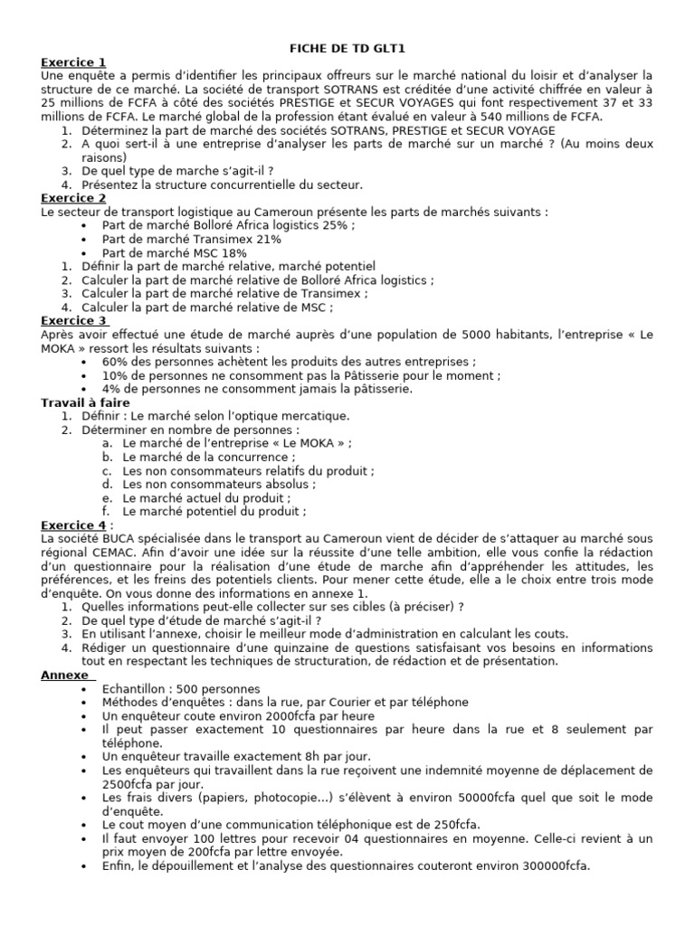 Fiche de TD N°1 GLT | PDF