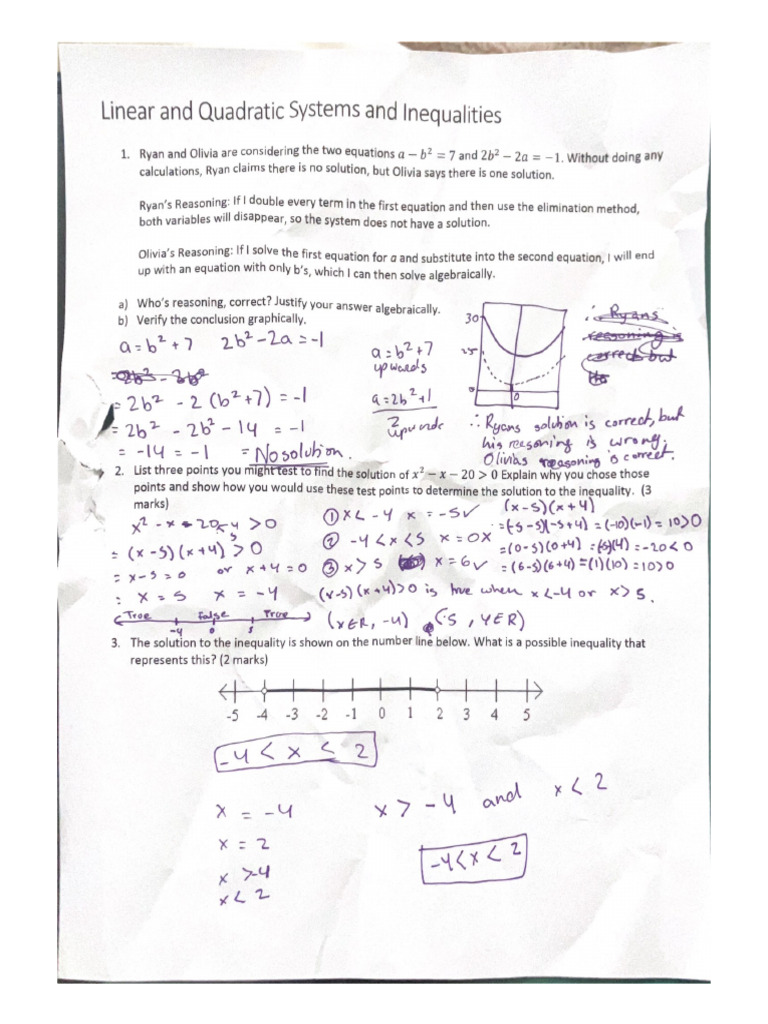Linear and Quadratic Systems and Inequalities | PDF