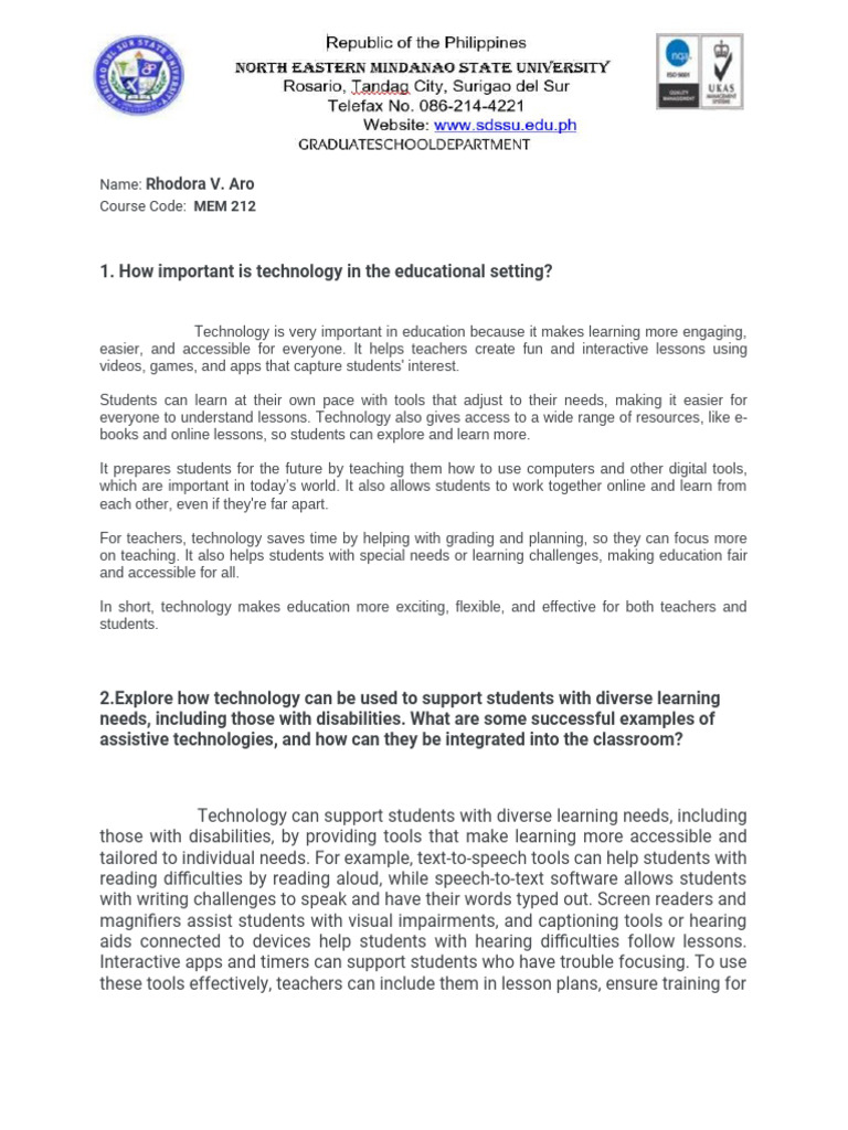 RHODORA ARO - Course Task #1 - September 7, 2024 | PDF | Computer ...