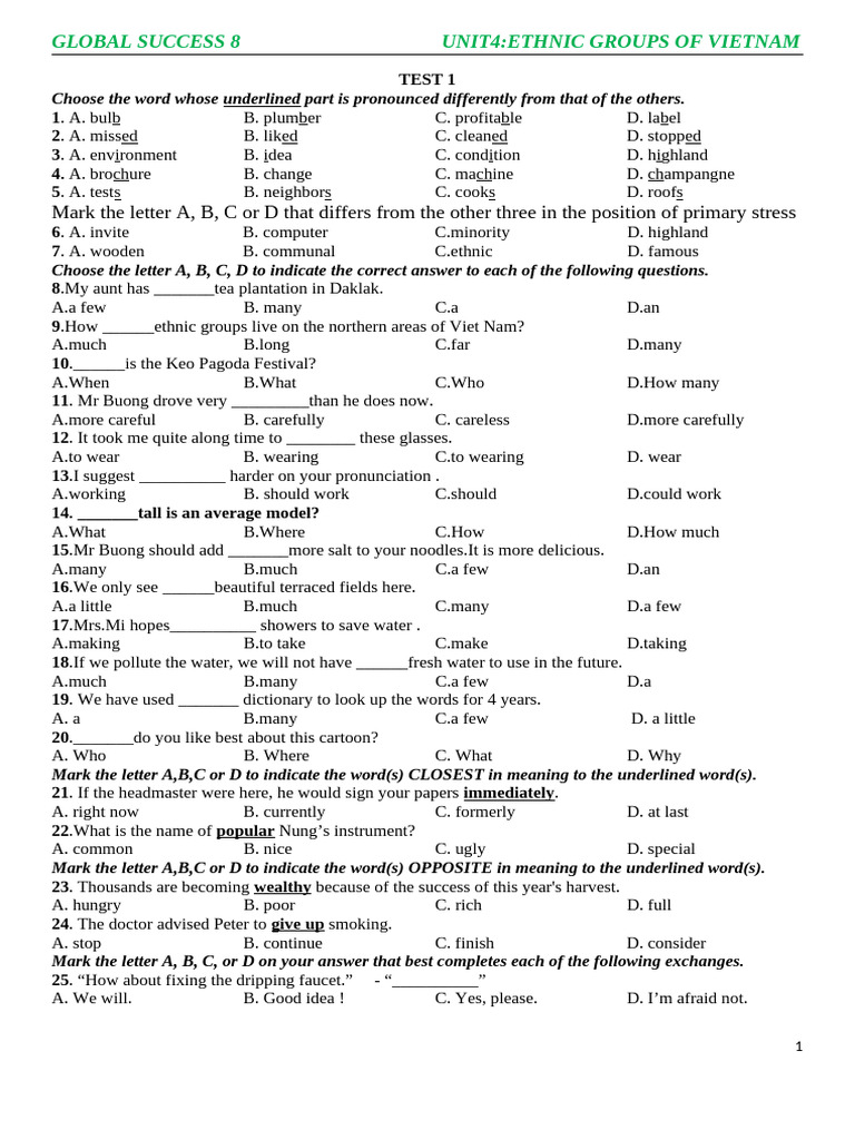 UNIT 4 - PRACTICE TEST | PDF