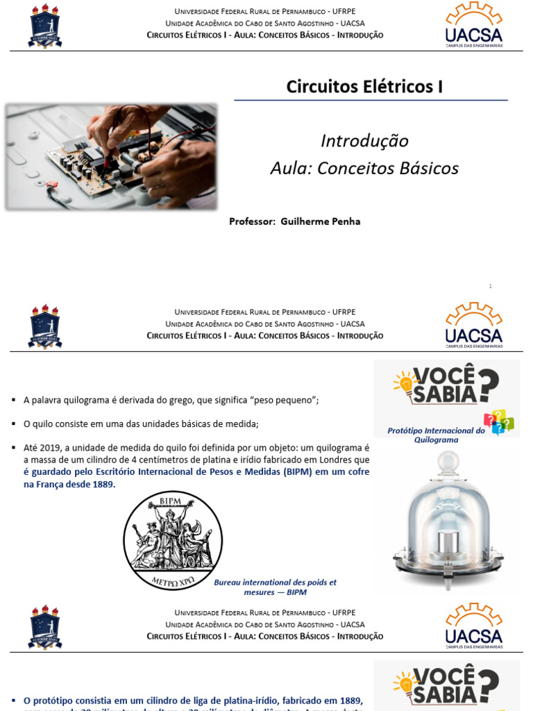 Aula 01 - Conceitos Bsicos - Circuitos Eltricos I | PDF | Eletricidade | Quilograma