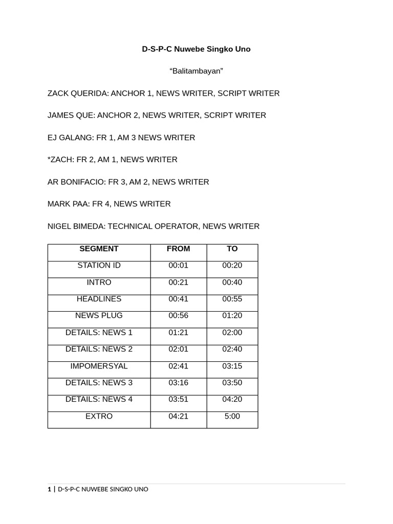 January 11 2024 - DSPC Training Day 1 Script - Radio Broadcasting Filipino - Elementary | PDF