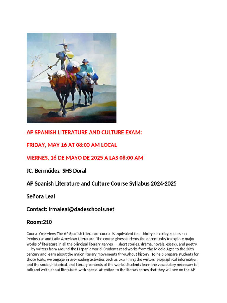 Ap Literatura Syllabus 2024-2025 | PDF | Reading Comprehension