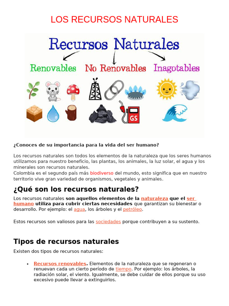 Importancia de los Recursos Naturales | PDF
