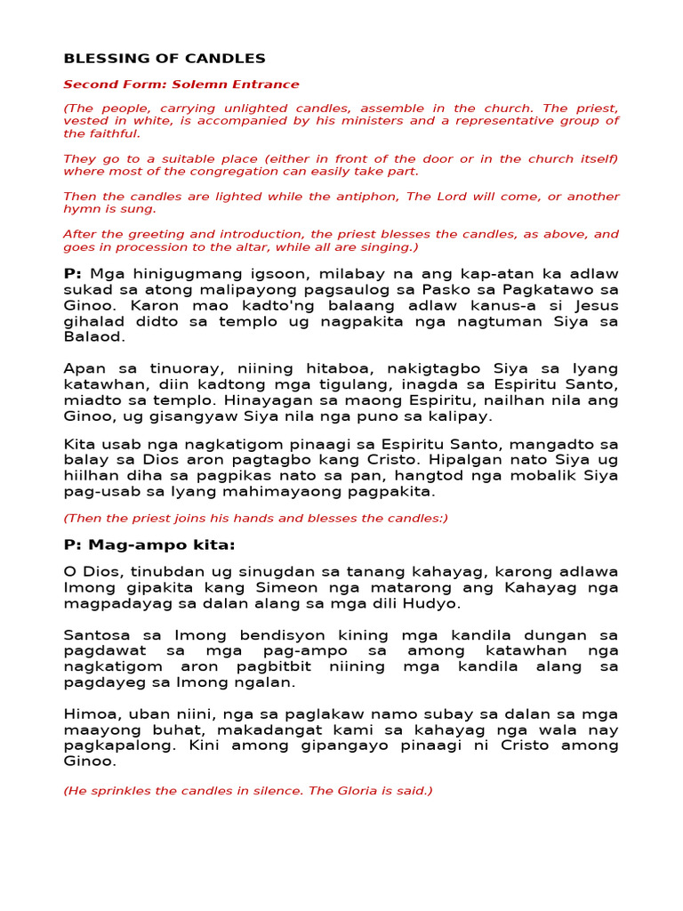 Rito Sa Blessing Sa Candle | PDF