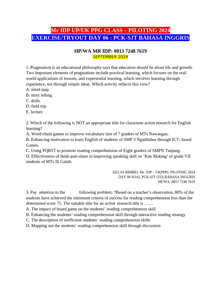 KJ DAN PEMBAHASAN DAY 06 Mr. IDP UKPPPG PILOTING - PCK | PDF | Snow ...