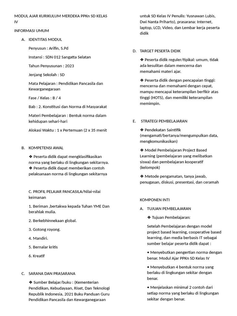 Copy Modul Ajar | PDF