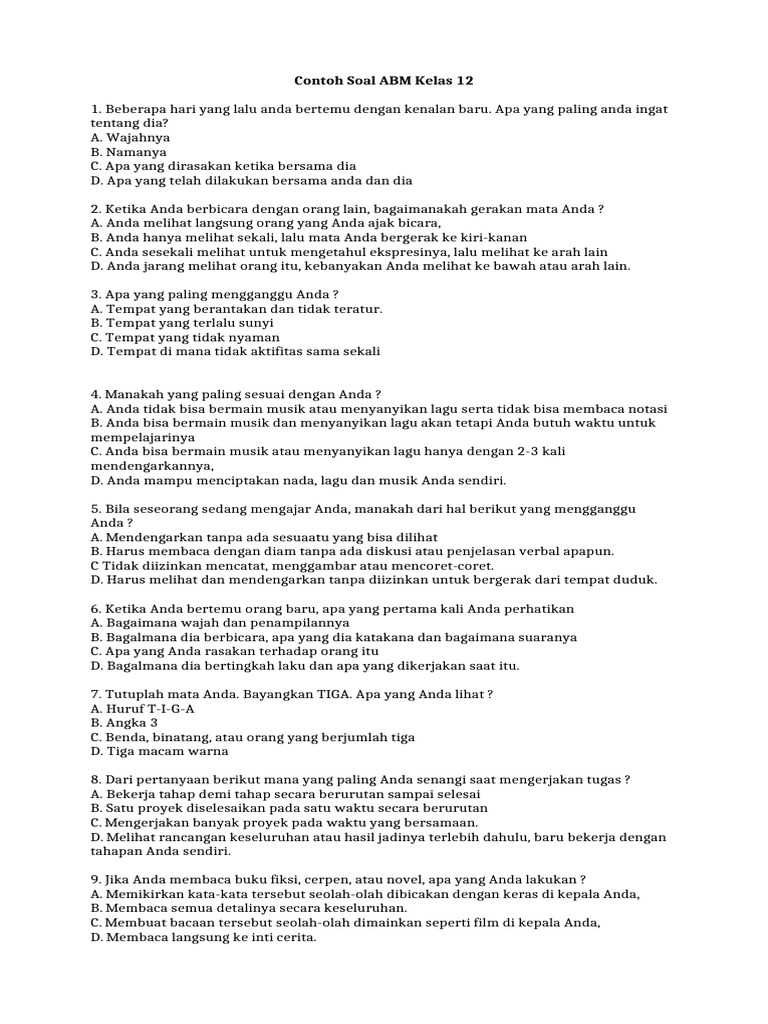 Contoh Soal ABM Kelas 12 | PDF