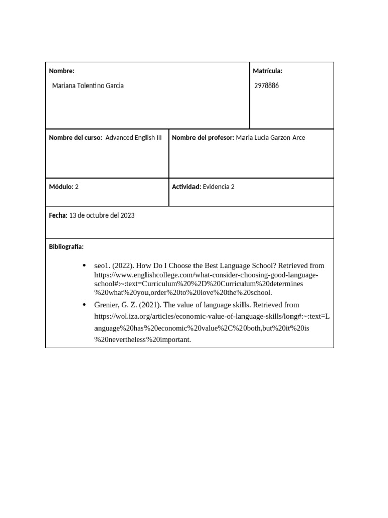 Advanced English Evidencia 2 | PDF | Learning | Sustainability