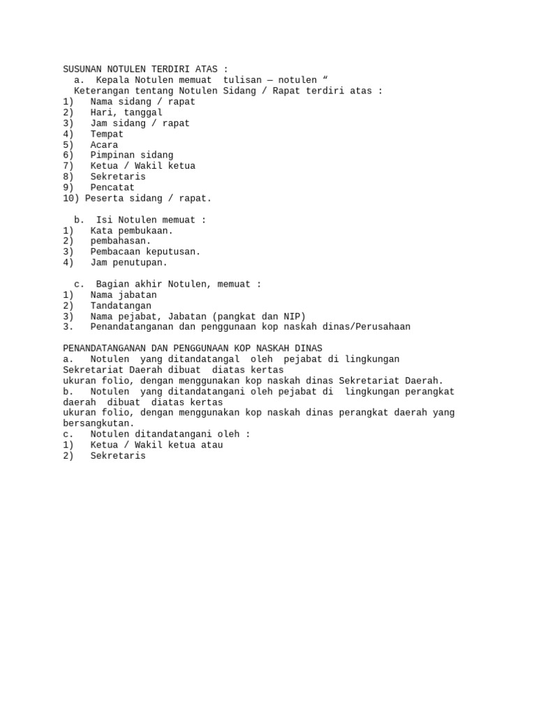 Format Notulen Rapat Dinas Pemerintah | PDF