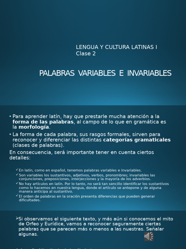Palabras Variables e Invariables | PDF | Parte del discurso ...