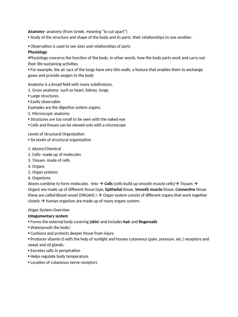 Anatomy Physiology Chapter 1 | PDF | Human Body | Endocrine System