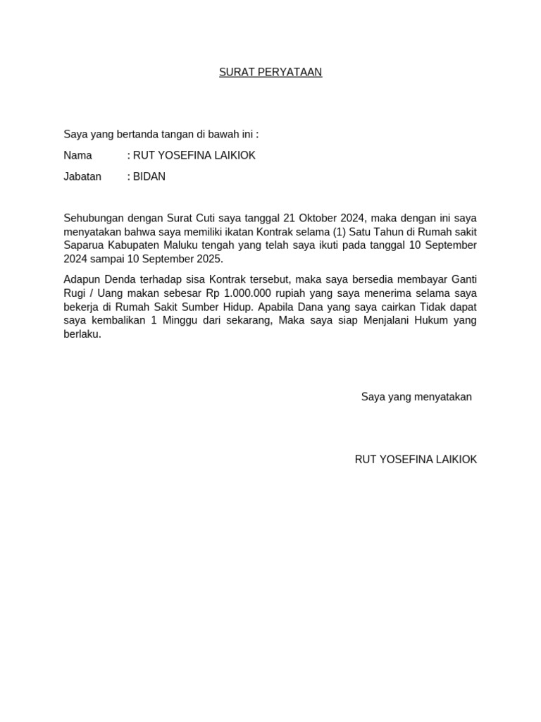 Surat Peryataan | PDF