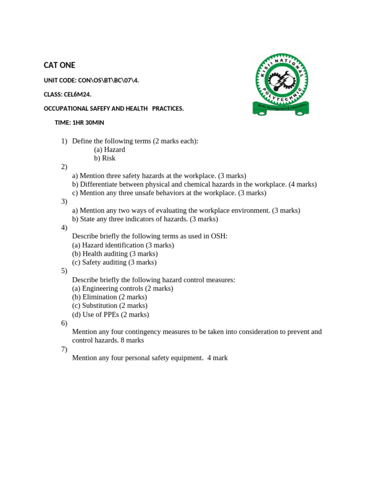 Cat 1 Osha Civil | PDF