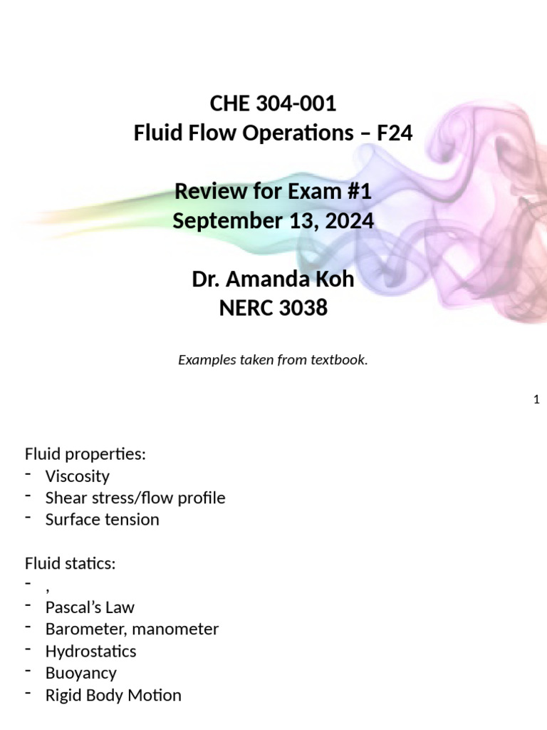 Fluid Flow Exam Review Guide | PDF | Pressure | Fluid