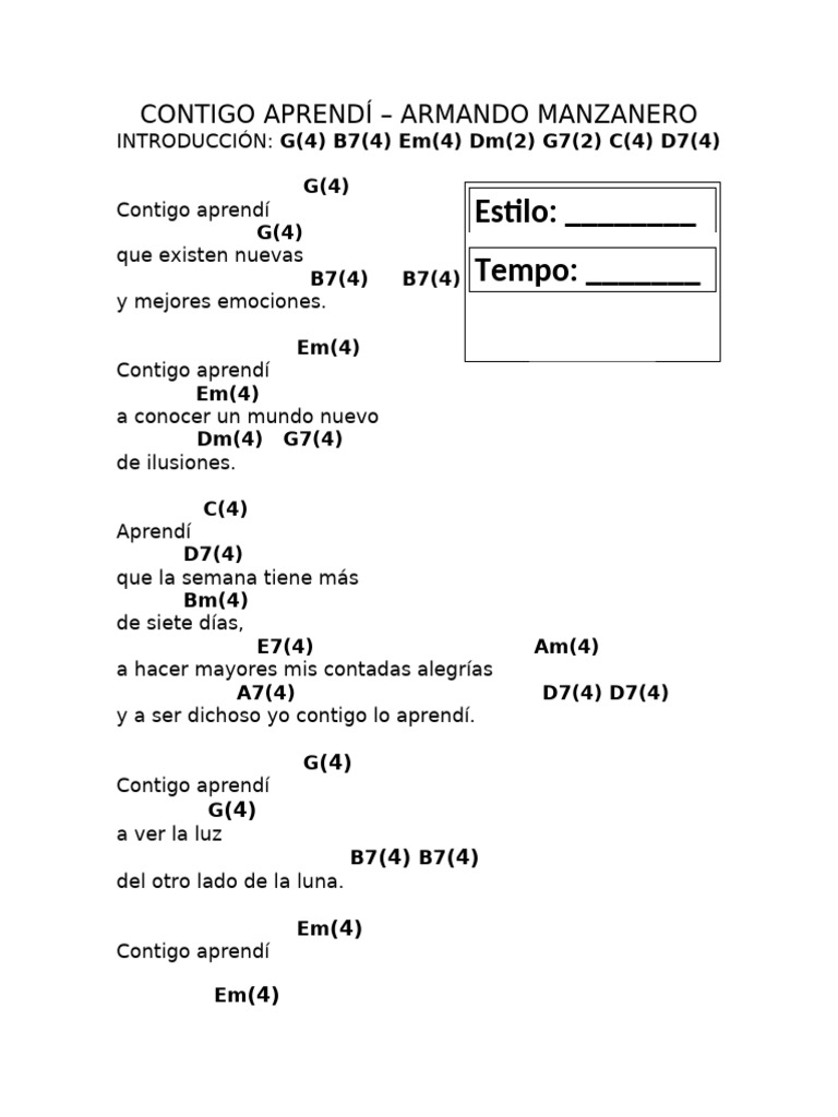 Contigo Aprendí Armando Manzanero Pdf