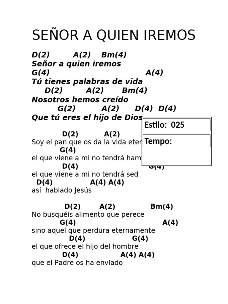 Señor A Quien Iremos | PDF