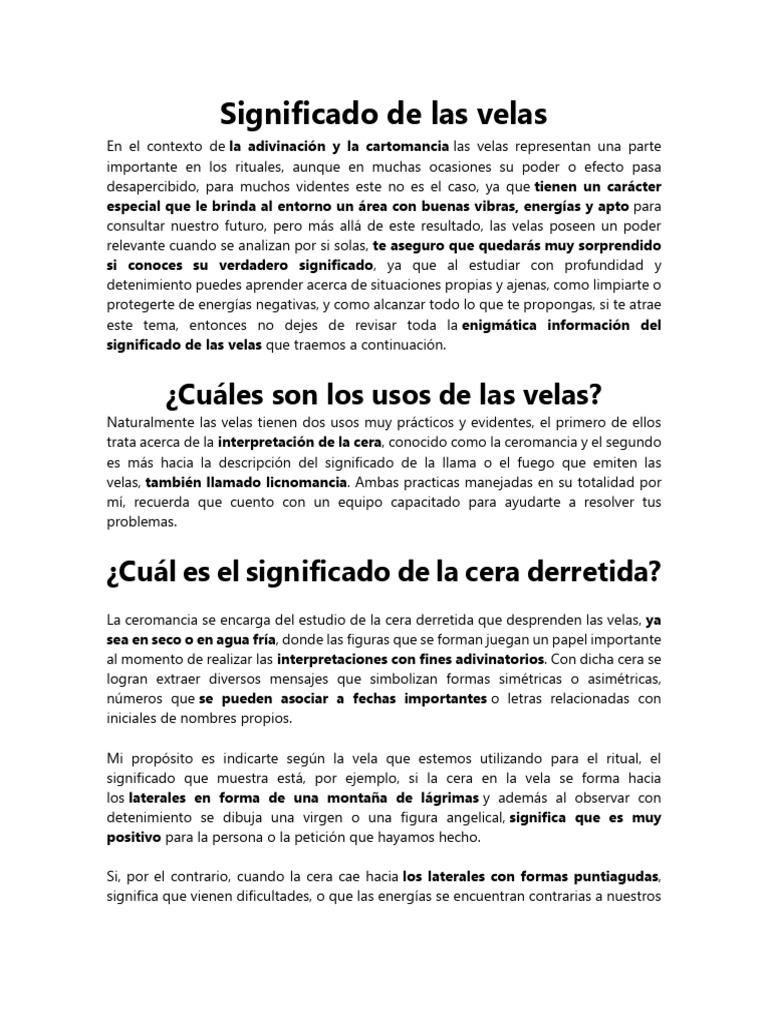 Significado y usos de las velas | PDF | Color | Amor