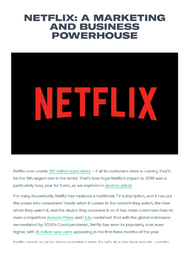11.1 Case Study-Netflix- A Marketing and Business Powerhouse | PDF