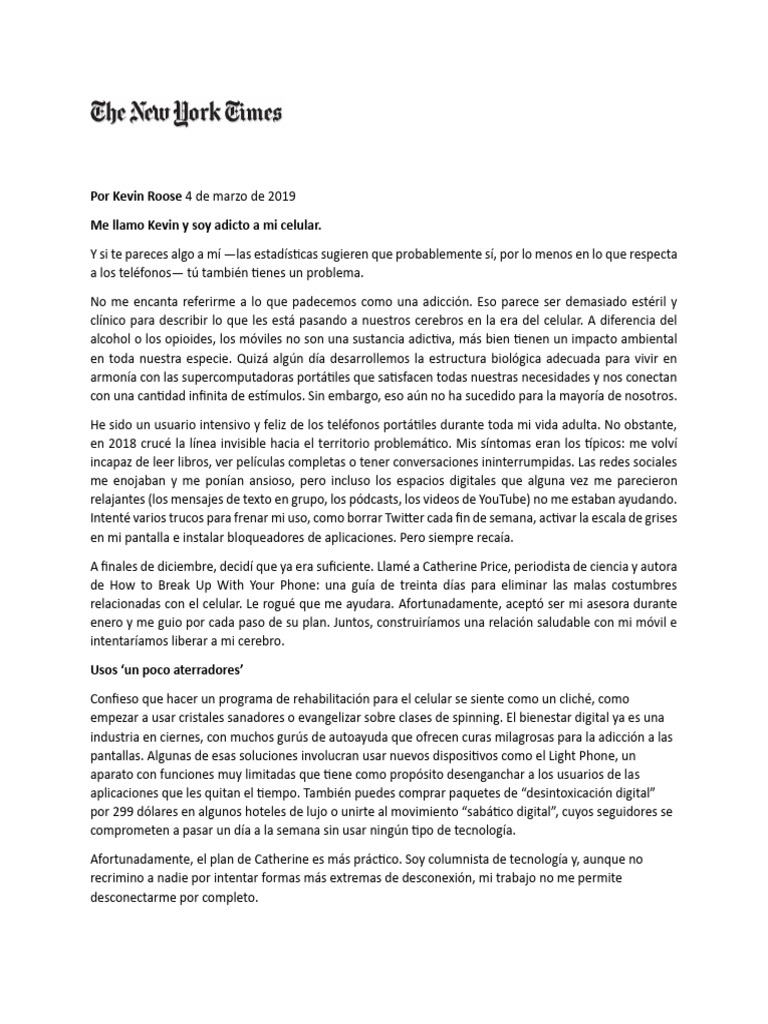Cómo superé mi adicción al celular | PDF | Telefonía móvil
