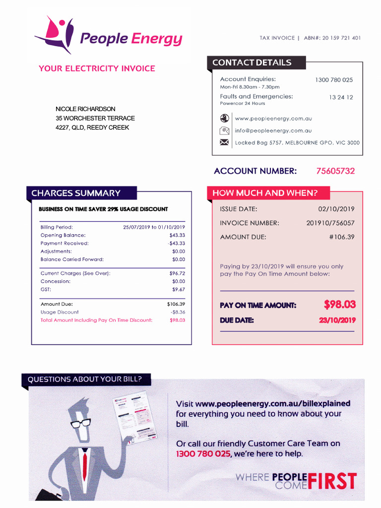 681164781 Australian Electricity Bill Copy | PDF