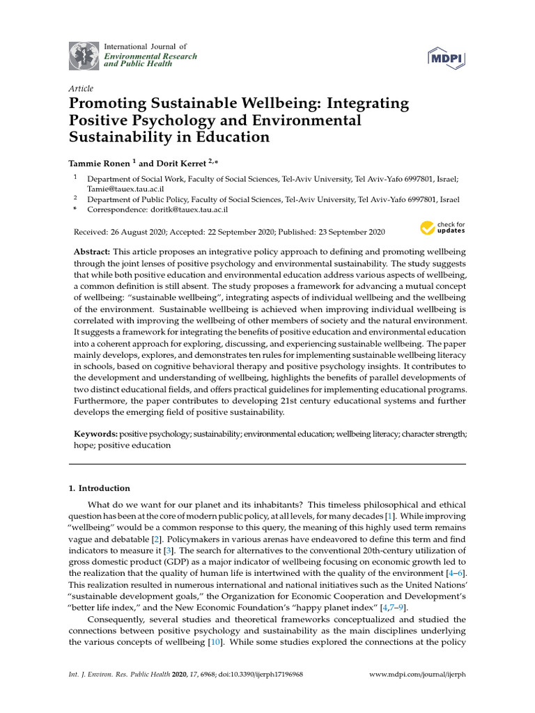 Promoting Sustainable Wellbeing | PDF | Positive Psychology ...