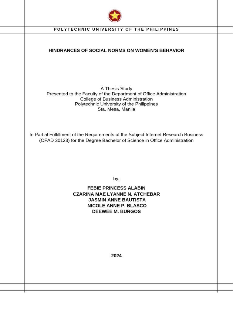 Burgos Revised and Final Bsoa 3 1d Chapt 1 2 3 | PDF | Gender Role | Woman