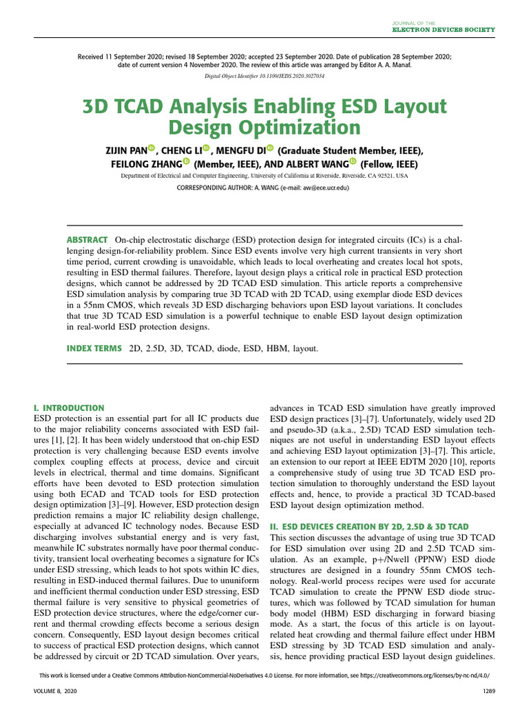 3D TCAD Analysis Enabling ESD Layout Design Optimization | PDF | Electrostatic Discharge | Diode