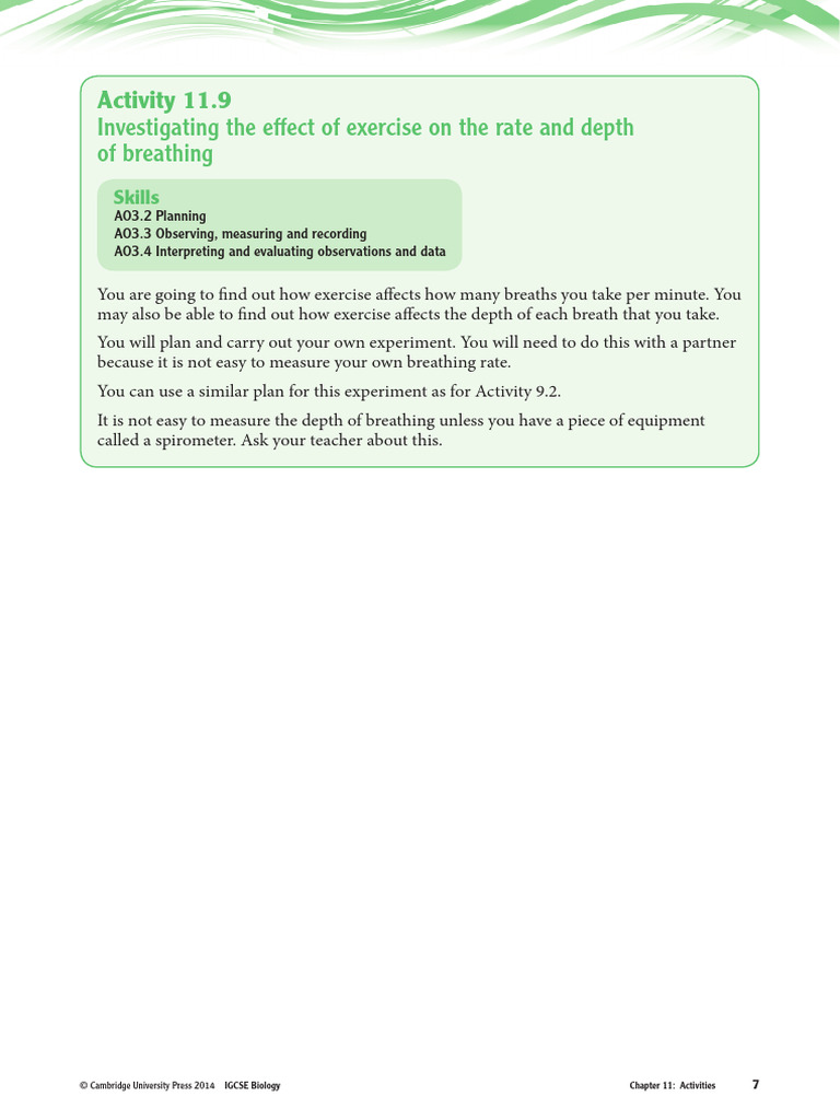 IGCSE Biology: Exercise & Breathing | PDF