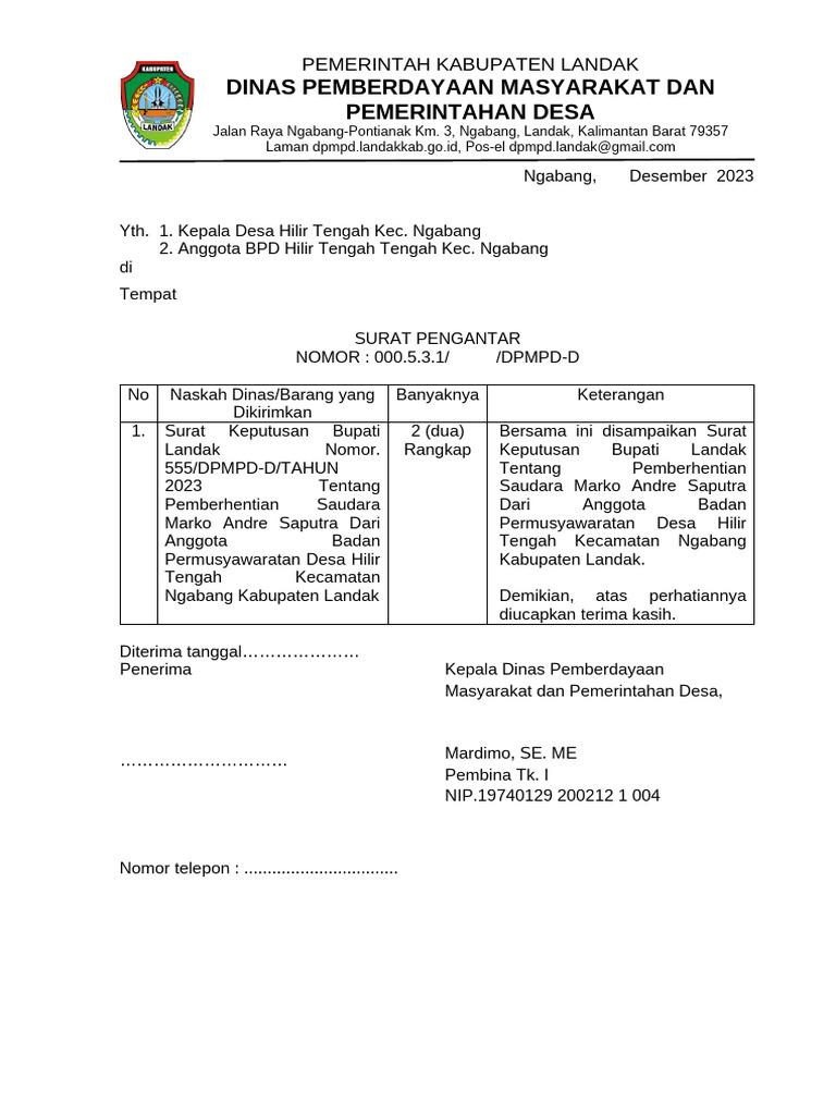 SRT Pengantar (Contoh) | PDF