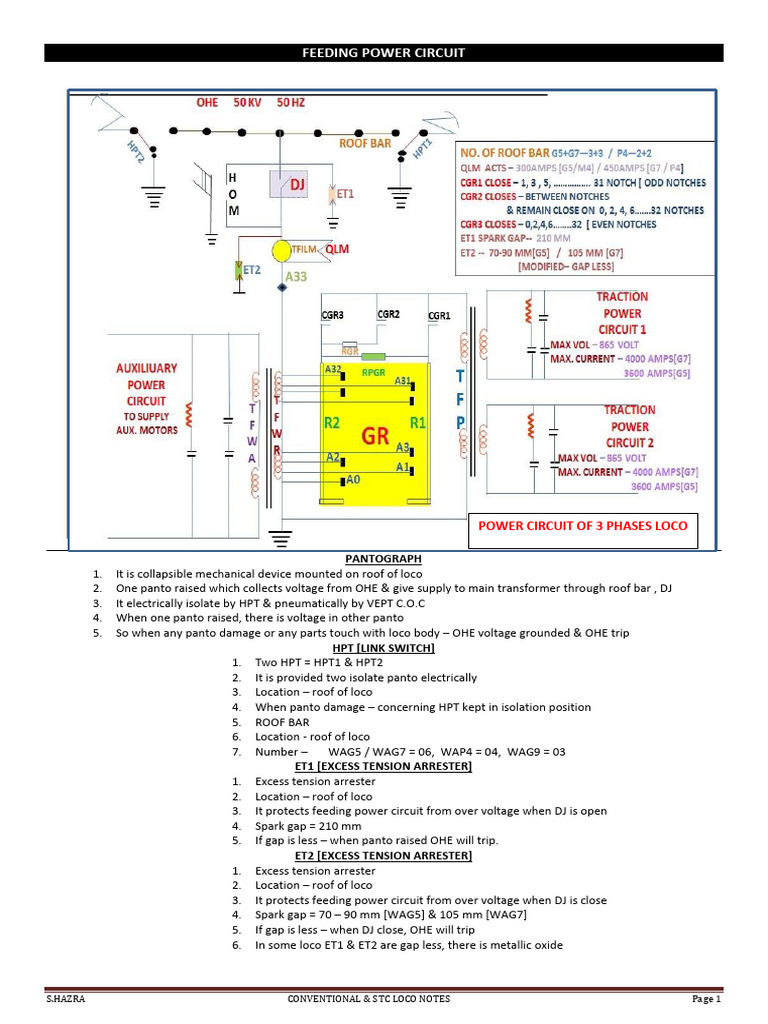 Conventional Loco Power Circuit Notes | PDF | Fuse (Electrical ...