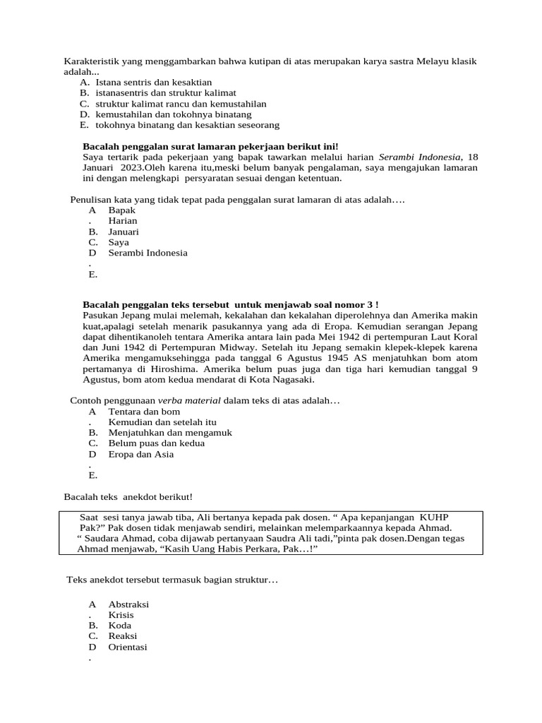 Soal B. Ind Uam 2023 Fix | PDF