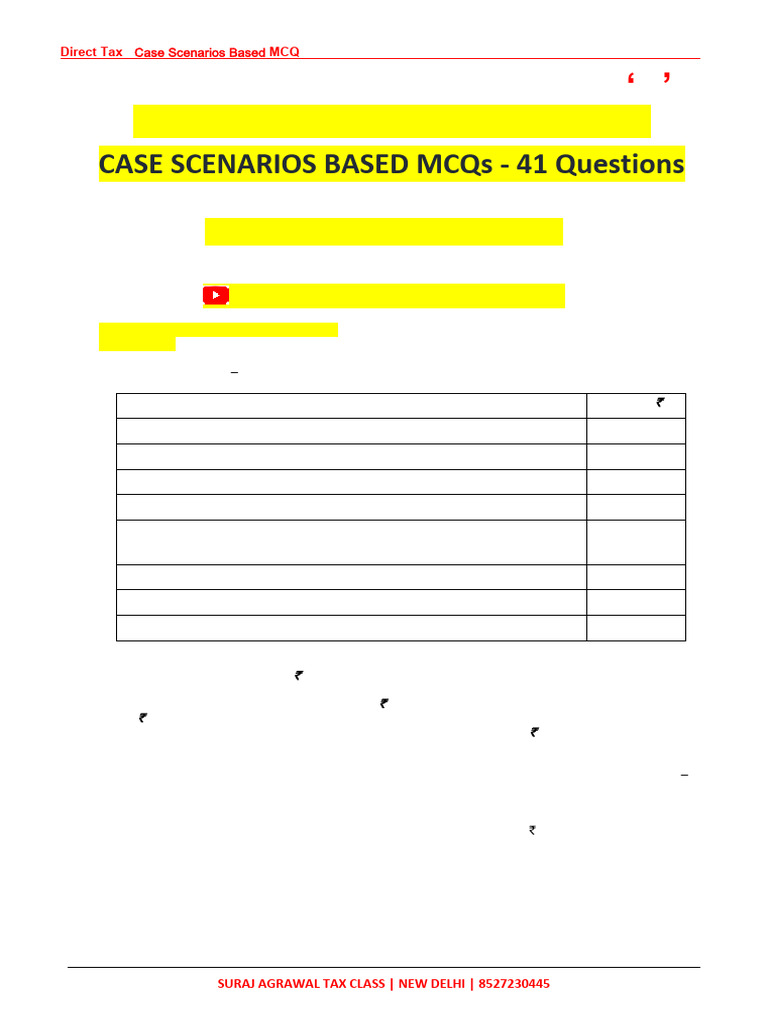 1F Income Tax Case Scenario Based MCQs AY 2024 25 250203 075741 | PDF | Payments | Tax Deduction