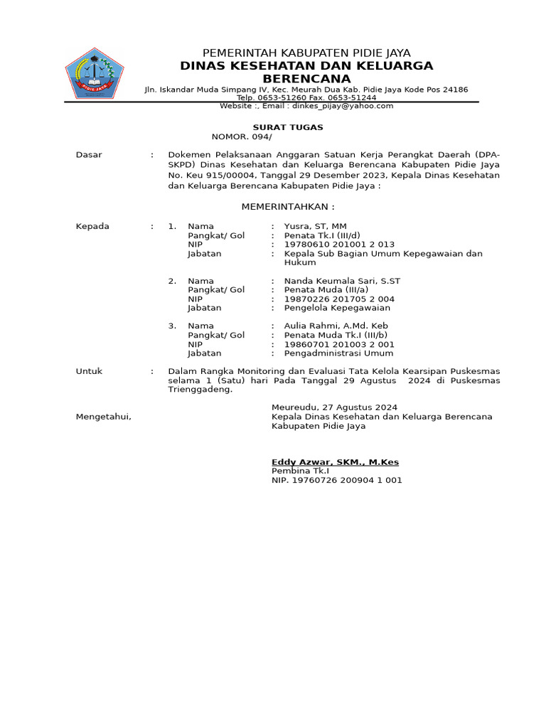 SURAT PERINTAH TUGAS TRG | PDF