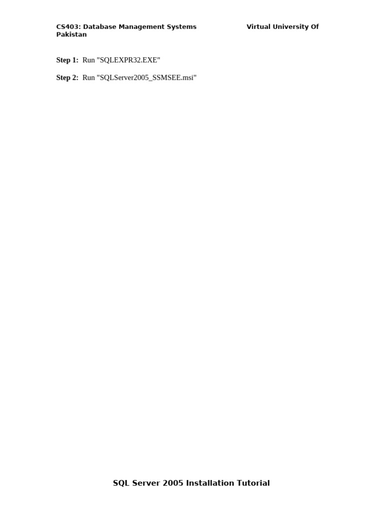 How To Install SQL Server 2005 Express Edition On Windows 7 (32-Bit) | PDF