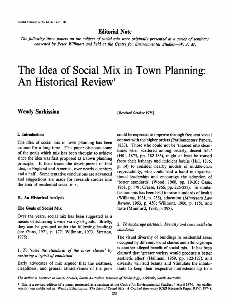 Social Mix in Urban Planning | PDF | Racial Segregation In The United ...