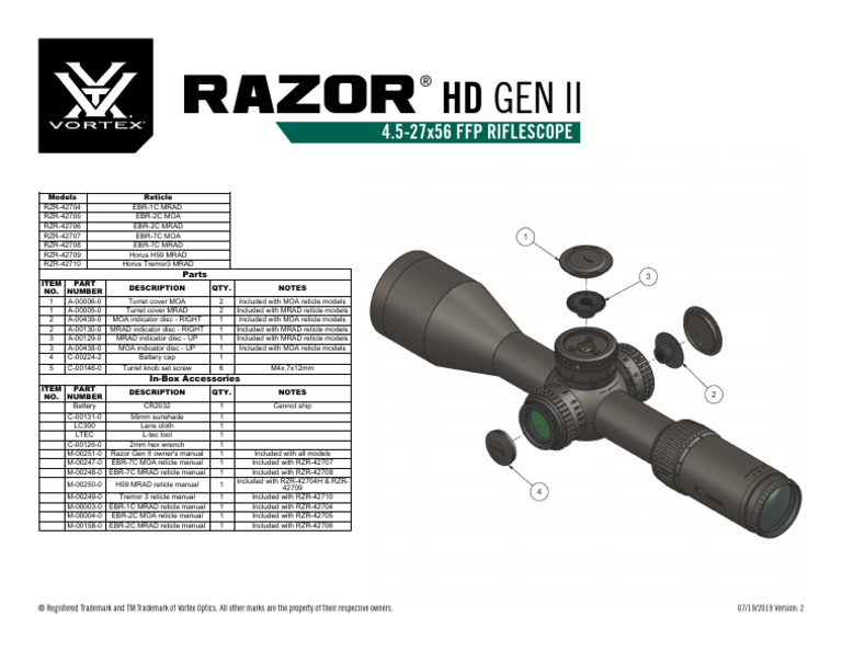 Vortex Razor HD Gen II 4.5-27x56 Scope | PDF | Units Of Measurement ...