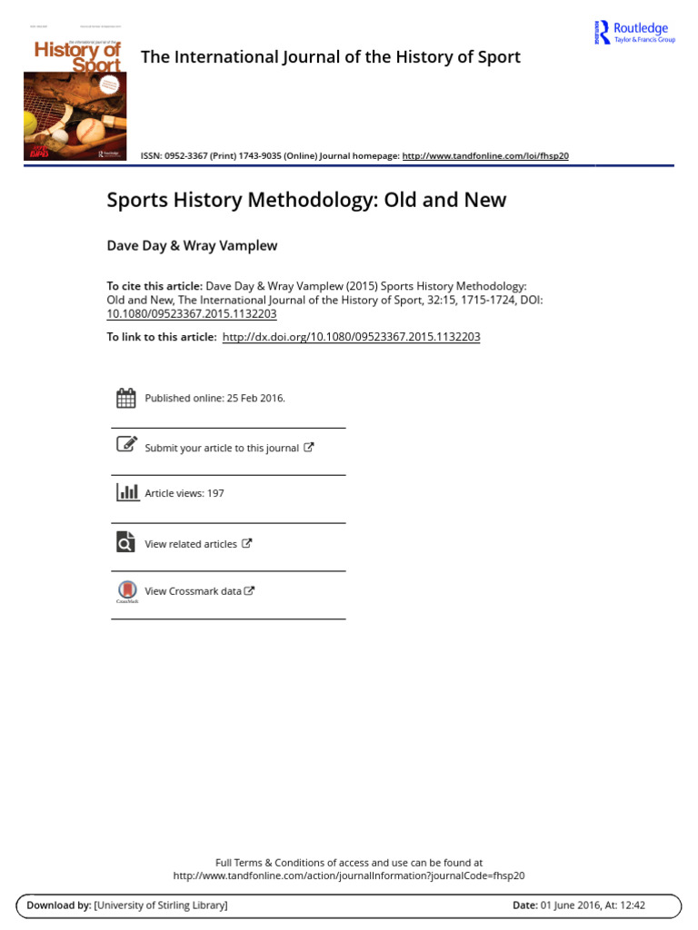 Sports History Methodology Old and New | PDF | Historian | Knowledge