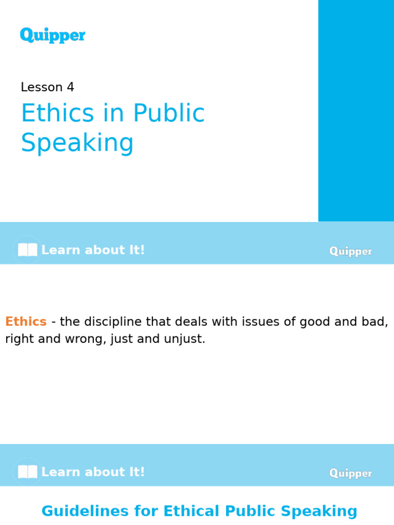 English 10 - Unit 8 - Lesson 4 - Ethics in Public Speaking | PDF