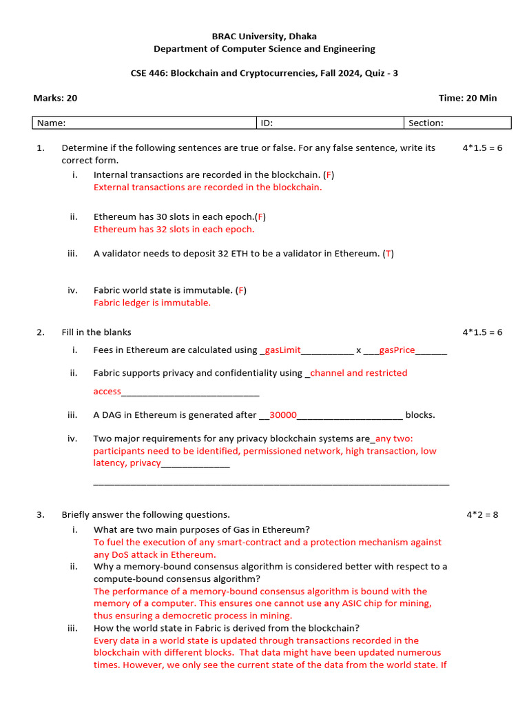 Quiz3CSE446_Solution | PDF | Computer Science | Computing