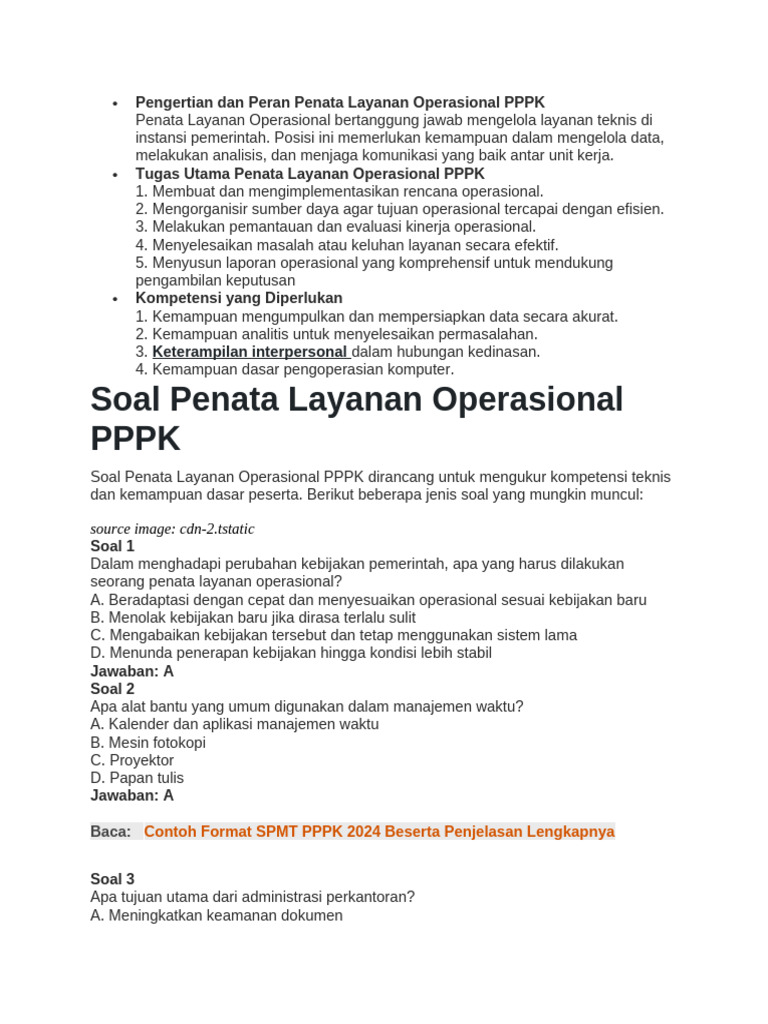 Pengertian Dan Peran Penata Layanan Operasional PPPK | PDF